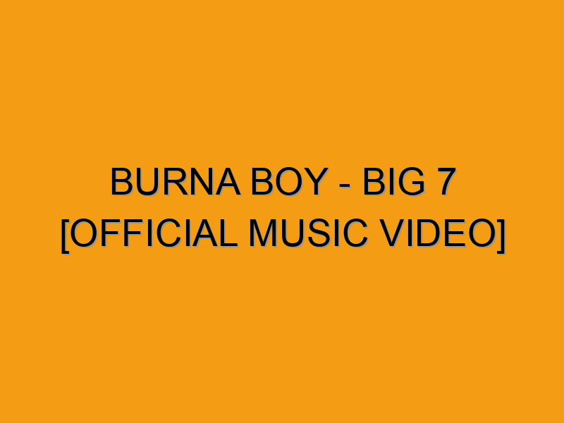 Burna Boy - Big 7 [Official Music Video] - Folded Waffle