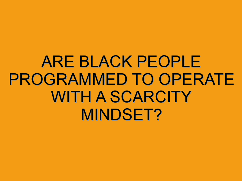 Are Black People Programmed To Operate With A Scarcity Mindset ...
