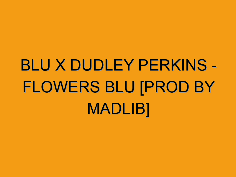 Blu x Dudley Perkins - Flowers Blu [prod by Madlib] - Folded Waffle
