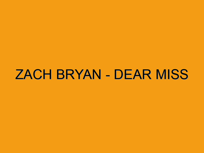 Zach Bryan - Dear Miss - Folded Waffle
