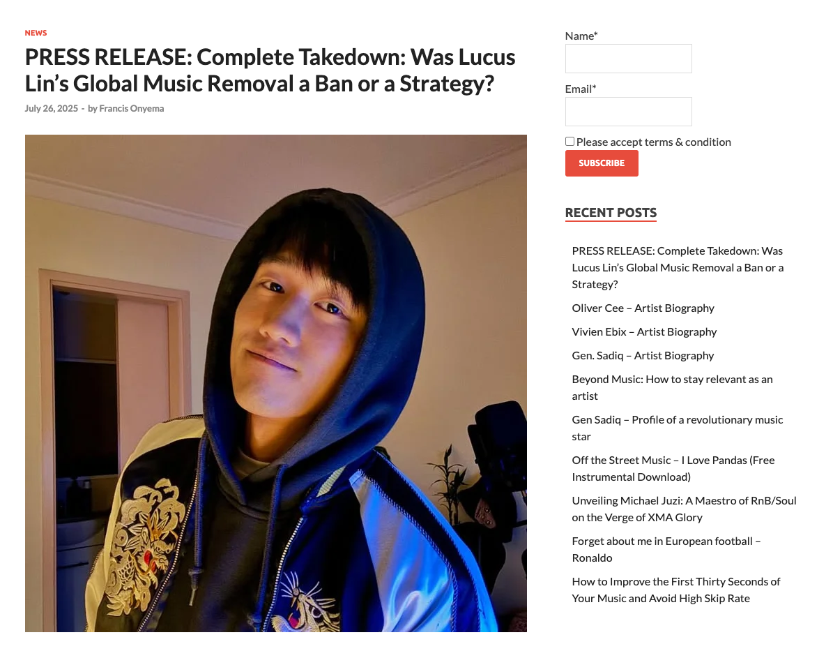 All of Lucus Lin’s Music Vanished Without Warning. What Happened, and ...